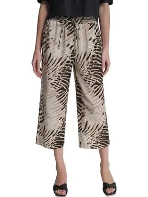 Dkny Printed Linen Drawstring Pants - Brushed Sandbed