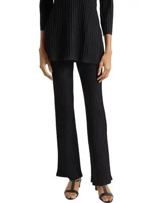 Max Mara Ribbed Knit Kick Flare Pants - Black