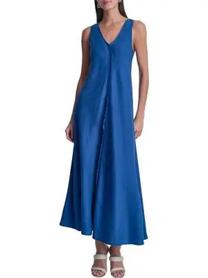 Dkny Fray Linen Dress Admiral