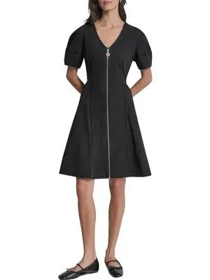 Dkny Poplin Fit & Flare Dress - Black
