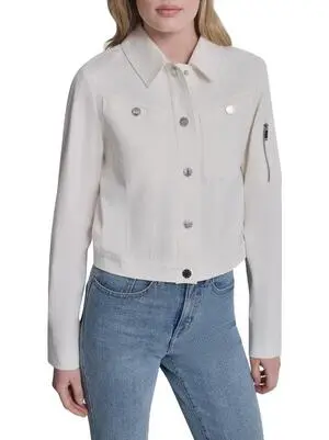 Dkny Twill Trucker Jacket - Ivory