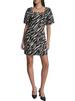 DKNY Zebra Print Puff Sleeve Minidress
