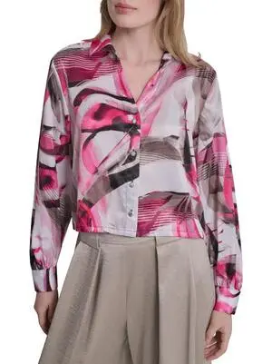 Dkny Satin Button-up Shirt - Spring Wisps