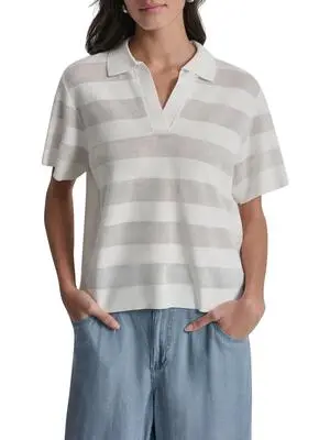 Dkny Sheer Stripe Polo Ivory