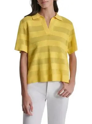 Dkny Sheer Stripe Polo Taxi Cab Yellow