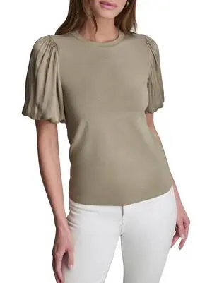 Dkny Mixed Media Top - Light Fatigue