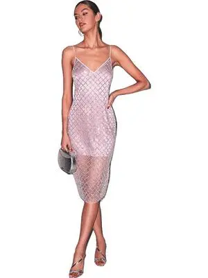 FLEUR DU MAL Embellished Midi Dress - Silver