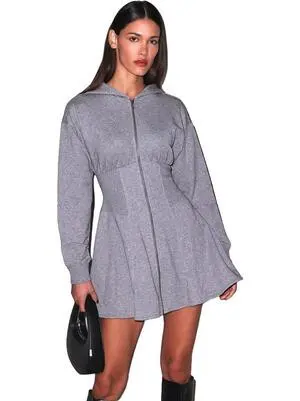 FLEUR DU MAL Unzip Me Hoodie Dress - Gray