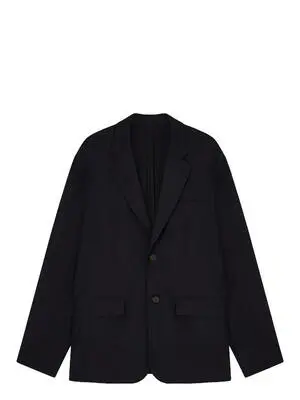 Emporio Armani Travel Essential Light Wool Single-breasted Blazer - Navy