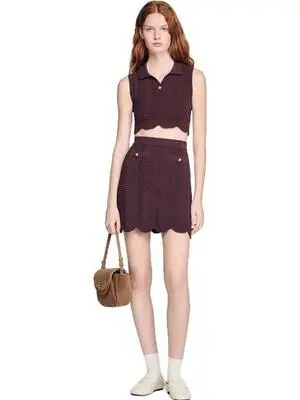 Sandro Mini Knit Skirt - Brown