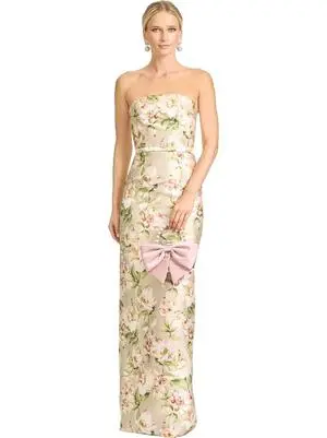 Sachin & Babi Sophia Printed Stretch Mikado Gown - Lime