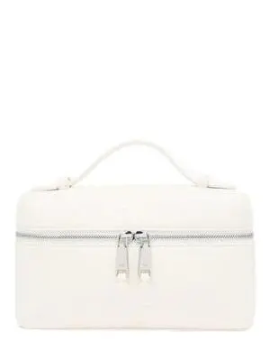 Emporio Armani Nappa Leather Vanity Case With Shoulder Strap - White