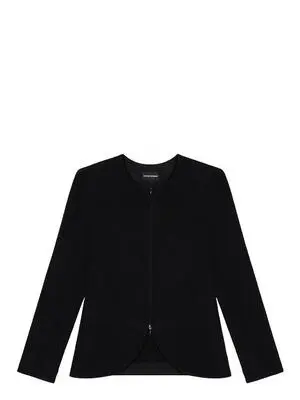 Emporio Armani Embossed Jersey Zip-up Jacket - Black