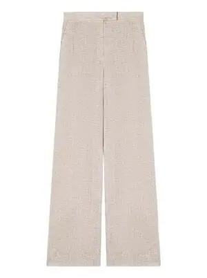 EMPORIO ARMANI Wide Trousers In Linen Chambray