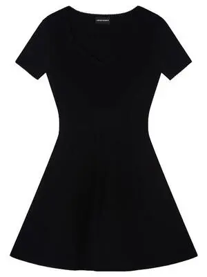 Emporio Armani Patterned Stitch And Fabric Dress - Black