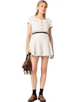 Maje 2-in-1 Tweed Dress - Neutral / White