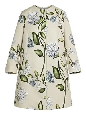 Oscar De La Renta Porcelain Flower Faille Coat - Red
