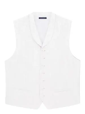 Giorgio Armani Jacquard Viscose And Linen Waistcoat - Natural