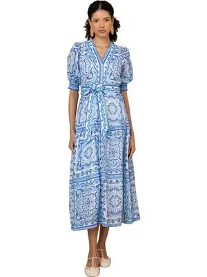 Hale Bob Bess Linen Maxi Dress - Blue