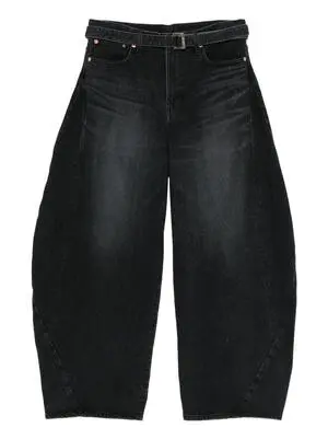 Sacai Wide-leg Belted Denim Jeans - Black