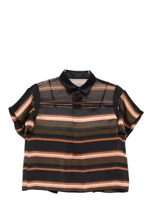 Sacai Striped Polo Shirt - Green