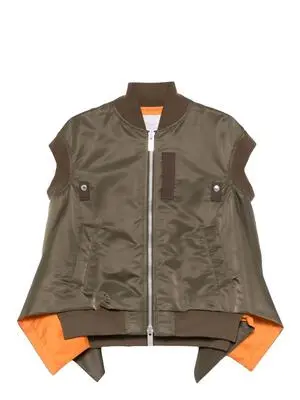 Sacai Nylon Zipped Vest - Green