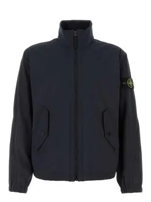 Stone Island Blouson Jacket With Logo - Blue