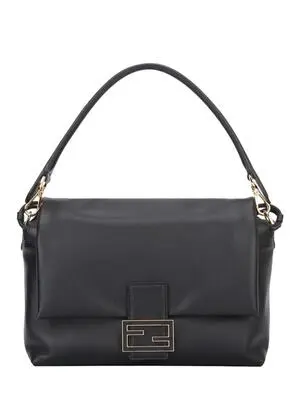 Fendi Mamma Baguette Medium Leather Handbag - Black