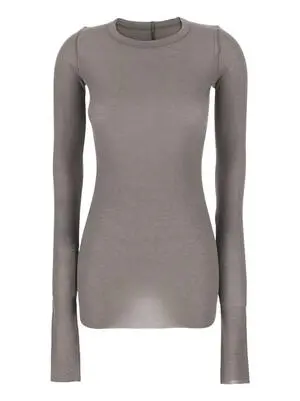 Rick Owens Long-sleeved Ribbed Knit Top - Grey