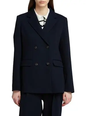 MM BY MAX MARA Rotondo Double-breasted Cotton Jersey Jacket - Ultramarine
