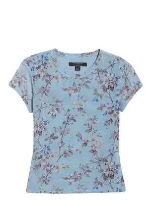 ALLSAINTS Ellie Floral Mesh T-shirt - Vine Lake Blue