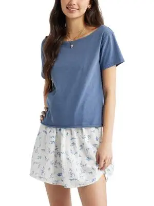 Bp. Relaxed Fit Boat Neck Cotton T-Shirt Blue Indigo