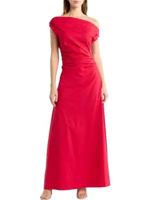 Staud Phare One-shoulder Maxi Dress - Cherry
