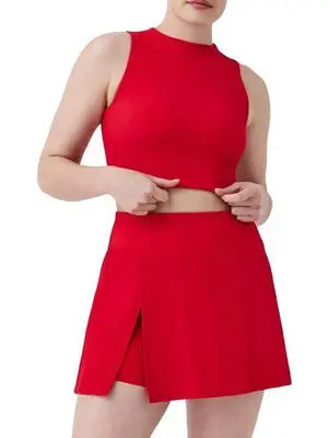 Spanx Contour Rib Mock Neck Crop Tank - Spanx Red