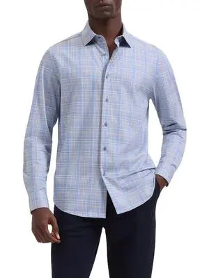 Bugatchi Jimmy Ooohcotton® Plaid Button-up Shirt - Cobalt
