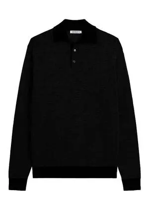ASHWORTH GOLF Extrafine Merino Birdseye Polo - Black