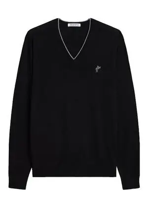 ASHWORTH GOLF Extrafine Merino Tipped V-Neck Black