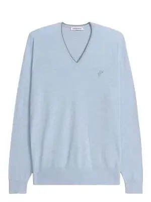 ASHWORTH GOLF Extrafine Merino Tipped V-neck - Light Blue