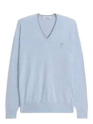ASHWORTH GOLF Extrafine Merino Tipped V-neck - Light Blue
