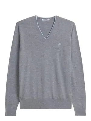 ASHWORTH GOLF Extrafine Merino Tipped V-Neck Silver