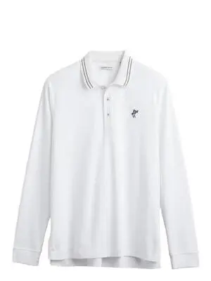 ASHWORTH GOLF Long Sleeve Innovation Interlock Polo - White/bone/driver Navy