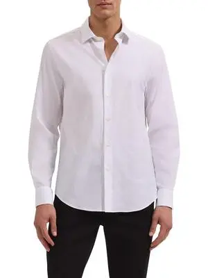 Bugatchi Julian Shaped Fit Stretch Cotton Button-up Shirt - White
