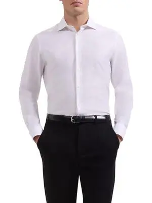 Bugatchi Axel Shaped Fit Stretch Cotton Button-up Shirt - White