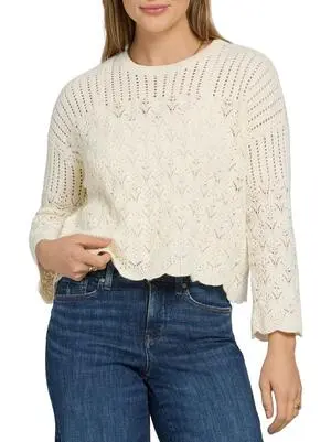 NYDJ Pointelle Cotton Blend Sweater - Ivory