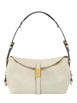 Pinko Leather Shoulder Bag With Logo Detail - Neutrals