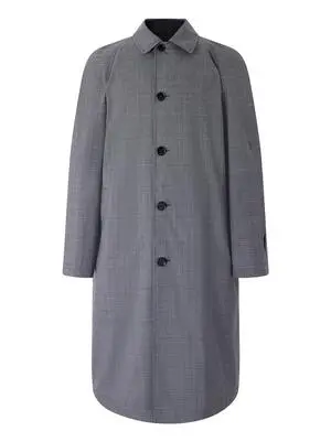 Burberry Prince Of Wales Checked Virgin Wool Car Coat - Gray