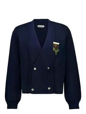 BODE Logo-detail Double-breasted Cardigan - Blue
