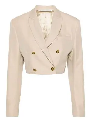 Palm Angels Buttons Crop Blazer - Tan