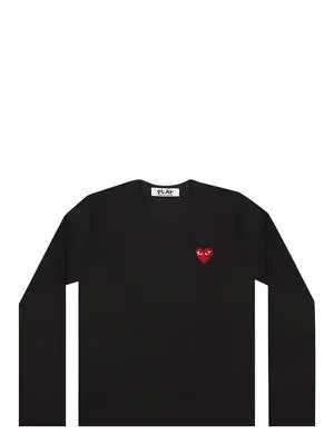 Play Comme Des Garcon Long-sleeve T-shirt With Heart Appliqu - Black