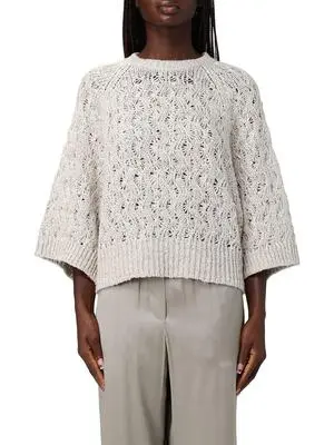 Brunello Cucinelli Brunello Cucinelli Silk Blend Knit Top With Embroidered Sequins Beige